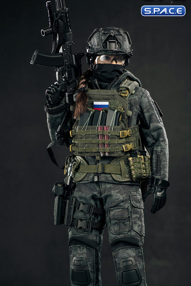 1/6 Scale Miss Spetsnaz with green Vest - MCB Camouflage Russian Combat ...